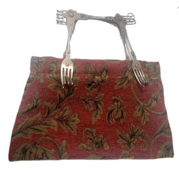 Unbranded | Bags | Burnt Orange Velvet Brocade Fork Purse Steampunk ...